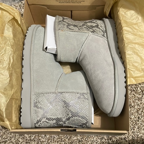 UGG | Shoes | Nwib Womens Classic Mini Metallic Snake Silver | Poshmark